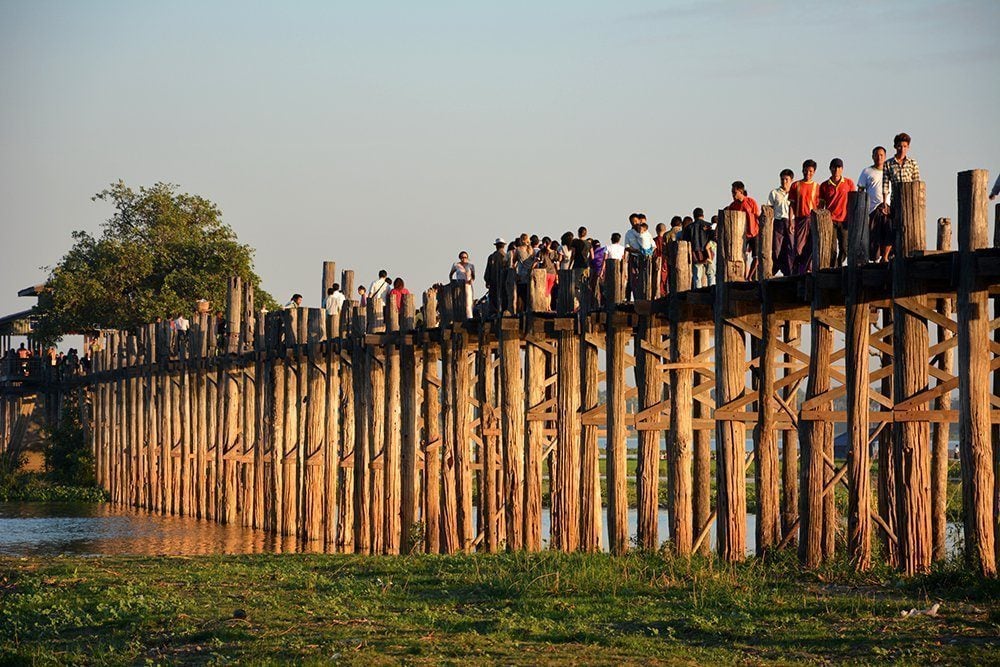 U Bein Teak Bridge in Amarapura, Myanmar